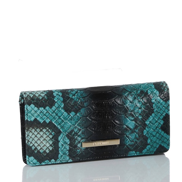Brahmin | Bags | Brahmin Ady Wallet Bifold Blue Waterford Snake Croc ...